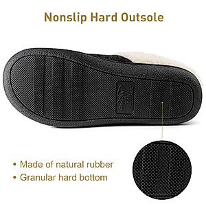 Wishcotton Women's Lamb-rub Sherpa House Slippers Memory Foam Indoor Outdoor, Black, 8-9 US