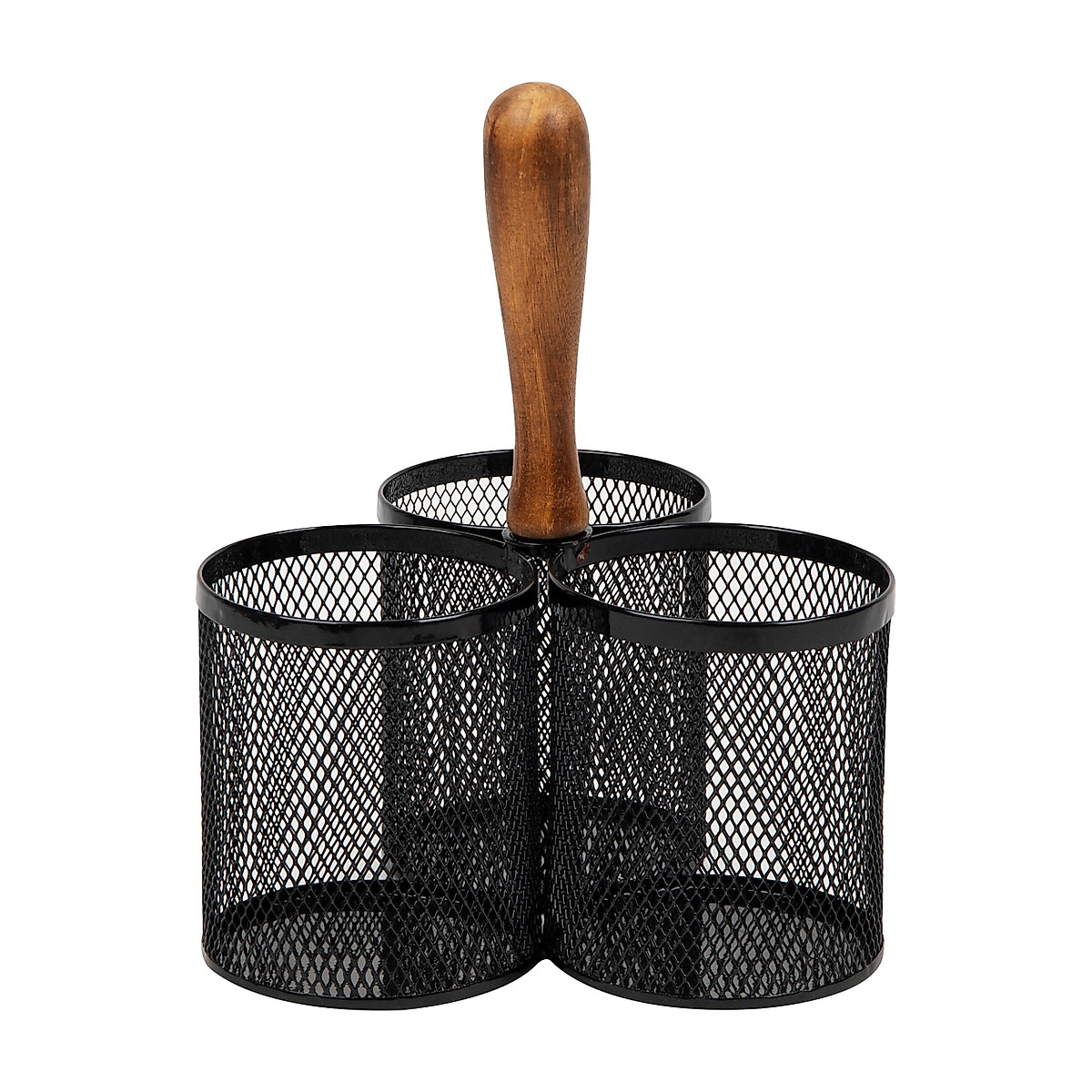 Mind Reader Metal Utensil Caddy, Silverware Organizer, Cutlery Holder, 3-Section, Black