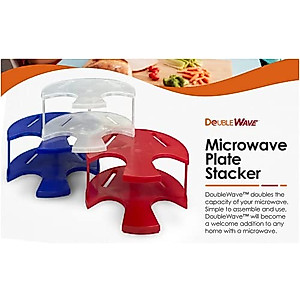 DoubleWave 2-in-1, 2-Tiered Sturdy Microwave Plate Stacker and Food Display Heats Two Dinner Plates at Once. No Wilting, BPA and Melamine Free is Like Adding an Extra Shelf to Your Microwave (Neutral)