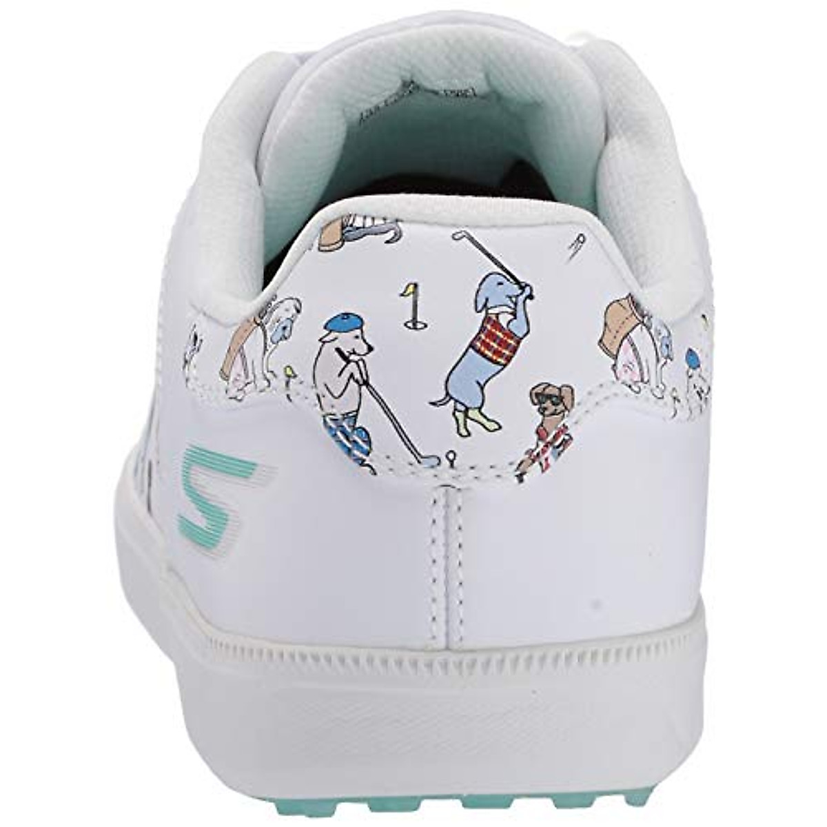 Skechers Men's Women's Go Drive Dogs at Play Spikeless Golf Shoe, White/Blue, 8.5