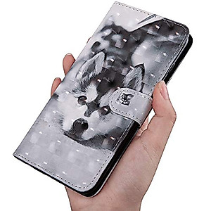 ISADENSER Huawei P40 Lite Case Huawei P40 Lite Flip Cover 3D Cute Animals PU Leather Flip Notebook Wallet Case Magnetic Stand Card Slot Flip Folio Bumper Case for Huawei P40 Lite 3D Art Husky BX