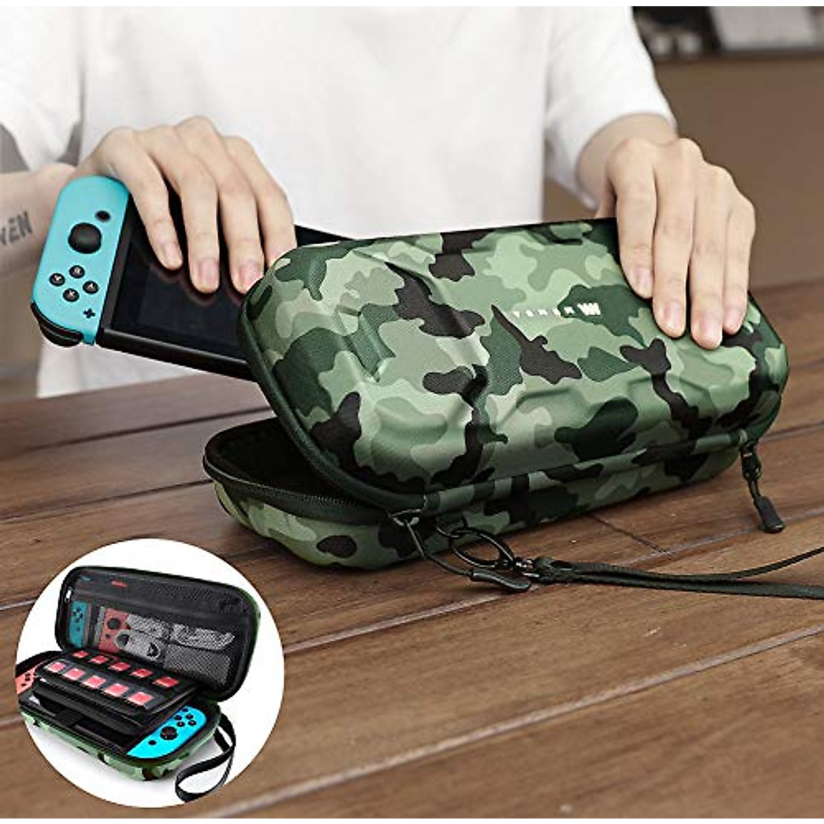 Mumba Carrying Case for Nintendo Switch OLED & Nintendo Switch, Deluxe Protective Travel Carry Case Pouch for Nintendo Switch Console & Accessories [Dual Protection] [Large Capacity] (Camouflage)