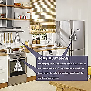 Cotton Hand Towels, 2 Pack 100% Cotton Kitchen Hand Towels Absorbent Hanging Towels, Button Hanging Tie Towels for Kitchen, Bathroom, Brown