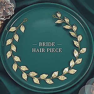 Yean Wedding Headband Gold Leaf Bridal Headpieces for Bridesmaid and Flowergirls (15.7 Inches) (Gold)