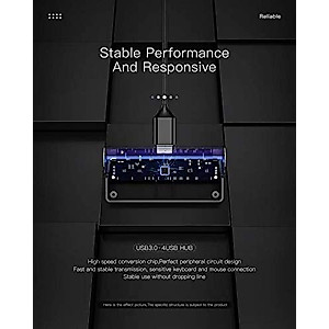 Achoro Premium Quality Computer USB Port Expander – 4 Ports Portable USB Hub - Compatible with MacBook, Windows, iMac, Hard Drive, and PC – High-Speed 3.0 USB HUB (Space Grey)