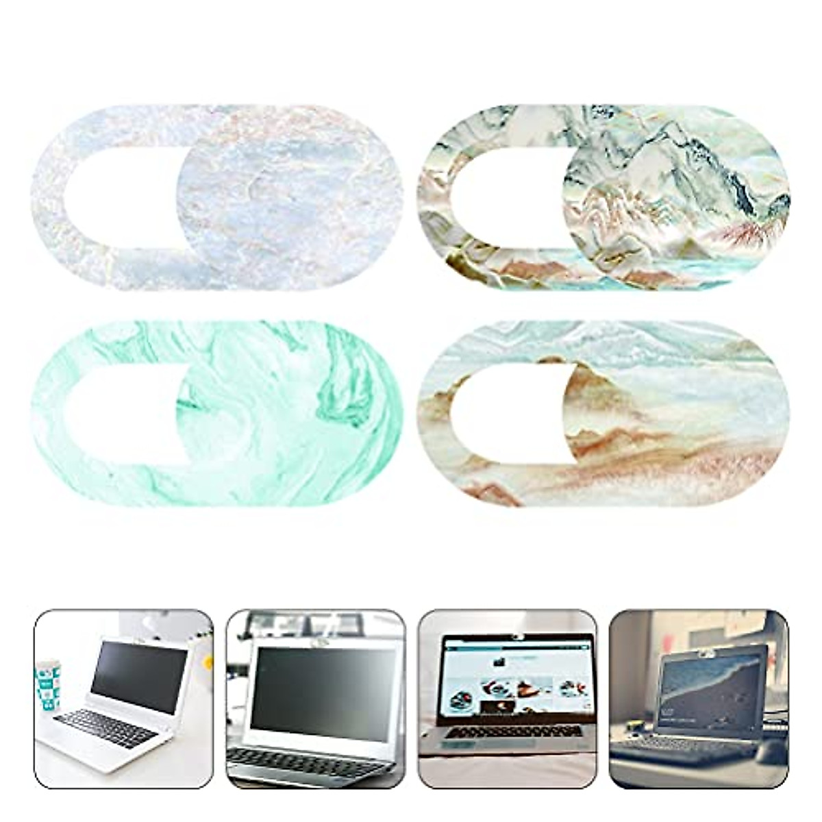 Laptop Camera Slide Blocker Laptop 8pcs Privacy Shutter Webcam Lens Cap Hood Covers Marble Web Camera Cover Slide with Adhesive Protecting Privacy and Laptops USB Camera