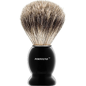 Perfecto 100% Pure Badger Shaving Brush-Black Handle- Engineered for The Best Shave of Your Life. for, Safety Razor, Double Edge Razor, Straight Razor or Shaving Razor, Its The Best Badger Brush.