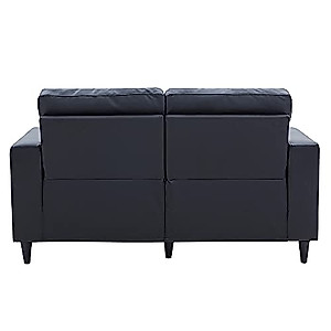 XINGKAI PU Leather Sofa with Soft Padding,Couch for Living Room, for Apartment, Small Space, Solid Wood Frame Upholstered 2 Seat Sofa Couch and Loveseat for Home or Office