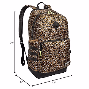 adidas Classic 3-Stripe Durable Backpack Student Athletic Sport Laptop Book Bag, Cheetah Bronze Strata/Black/Pulse Lime Green/4.0, One Size