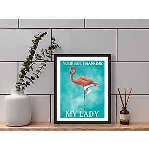 Roxbury Row Flamingo Bathroom Decor | Flamingo Decor, Decorations, Funny Bathroom Signs, Flamingo Bathroom Poster, Pink Flamingo Gifts for Women | Teal Bathroom Decor (8x10 Unframed)