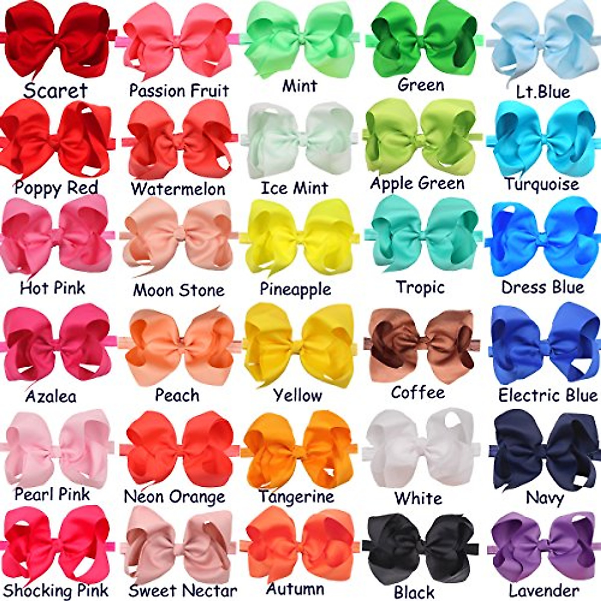 JOYOYO Baby Headbands 30 PCS Soft Head Bands Big 6" Hair Bows Nylon Headbands for Baby Girls Infants Toddlers Hair Accessories