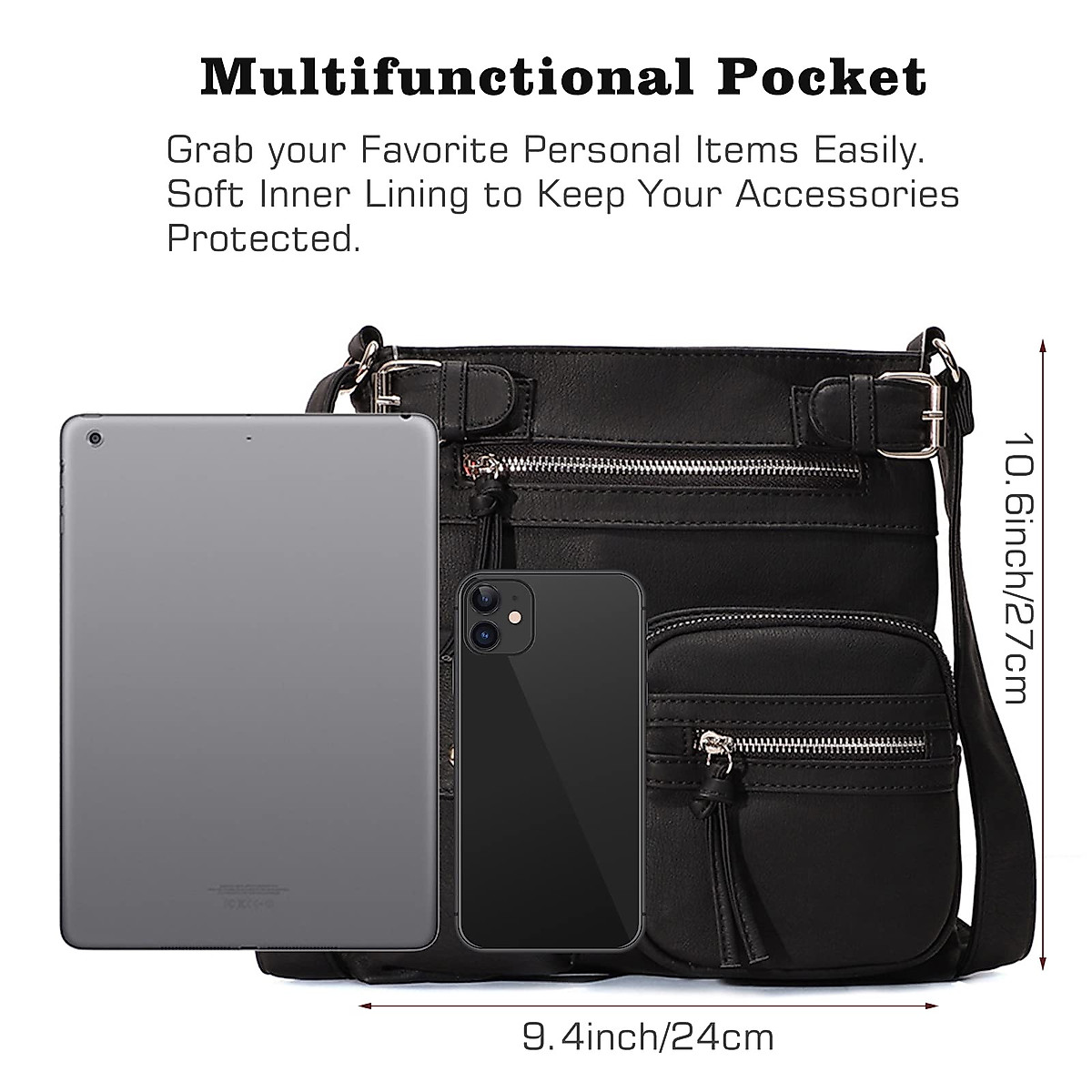 shoowyees Medium Crossbody Bag Purses for women Multi Leather Pockets Shoulder Handbags Travel Everyday Purses Bags