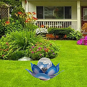JFRISING Solar Light Outdoor Metal Glass Flower Decorative Waterproof Garden Light LED Lotus Flower Table Lamp