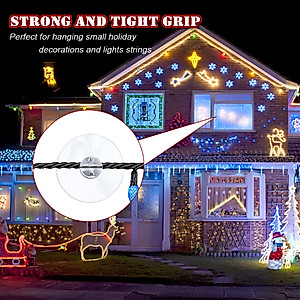 FONUNO Christmas Light Suction Cups 1 8/9" Holiday Light String Suction Cup Hooks Holder for Hanging Christmas Light String Decoration No Tools Required (25 Pieces)