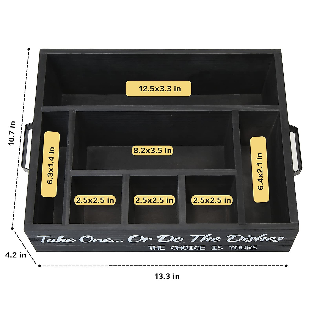 Kitchen Countertop Paper Plate Holders Utensil Caddy, Wood Utensil Holder Organizer for Plate Cup Fork Knives Spoon Napkin, Silverware Caddy Holder Condiment Caddy Organizer for Party Camping BBQ