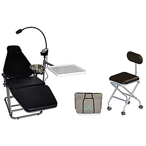 Portable Foldable Chair with LED Exam Light Lamp and Tray + Doctor's Stool Nylon Bag