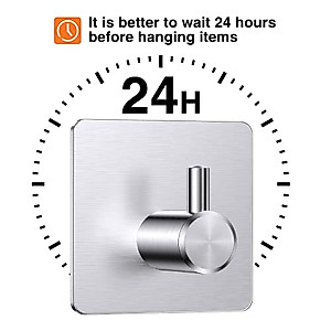 Wiserset Heavy Duty Adhesive Hooks, Wall Towel Hooks Waterproof, Brushed Nickel Wall Hooks for Towels, Stainless Steel Adhesive Towel Hooks Adhesive Holders for Hanging Clothes Bathroom 4 Pack