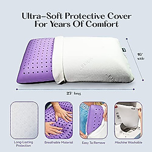 Sutera - Cooling Lavender Zen Memory Foam Pillow for Sleeping - Essential Lavender Oil Infused, Cooling Pillow with Neck, Shoulder and Back Support - Relaxing for Side, Back, Stomach Sleepers