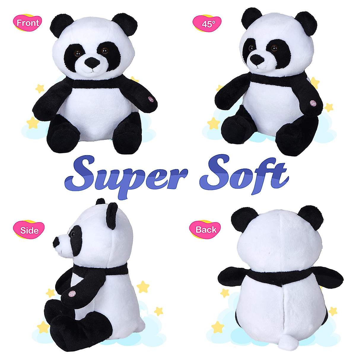 WEWILL Light up Panda Stuffed Animal LED Panda Bear Soft Plush Toys Glow in Dark Bedtime Companion with Night Lights Birthday Valentines Christmas for Toddler Kids, 12''