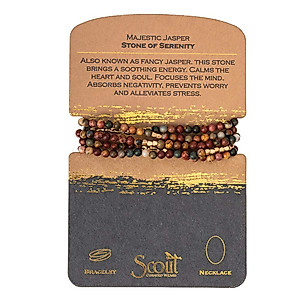 Scout Curated Wears - Women's Stone Wrap Bracelet & Necklace - Majestic Jasper/Gold - Stone of Serenity