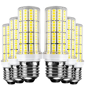 Led Light Bulb 6pcs 200w Equivalent 2500 Lumen 5000k Cool Daylight White 20w Super Bright Led Bulb E26/E27 Base Waterproof Led Corn Light Bulb for Home Garage Warehouse Indoor Outdoor Led Corn Bulbs