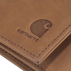 Carhartt Men's Casual Saddle Leather Wallets, Available in Multiple Styles and Colors, Brown (Trifold), One Size