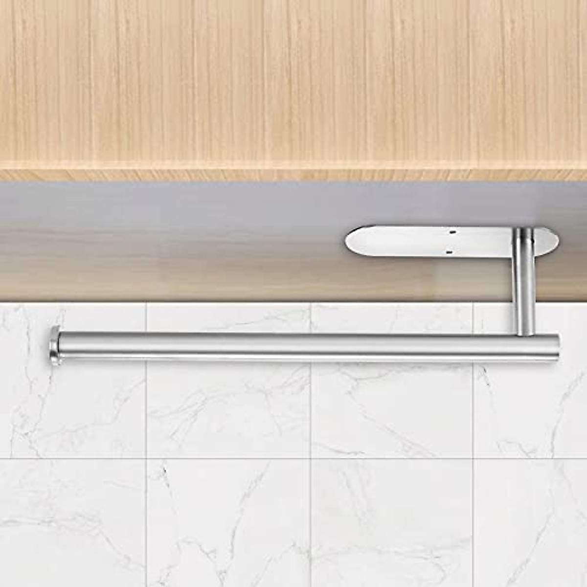 Paper Towel Holder Under Cabinet, Self Adhesive Wall Mount Paper Towel Rack, Towel Paper Bar for Kitchen, Pantry, Sink, Bathroom, SUS304 Stainless Steel 13 inch (Silver, 1)