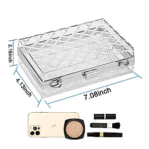 Clear Purse for Women, Acrylic Box Evening Clutch Bag, Mini Jelly Purse Transparent, Stadium Approved Crossbody Shoulder Handbag for Women.(silver)