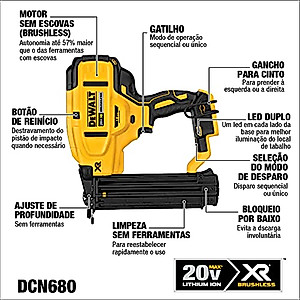 DEWALT 20V MAX* Cordless Brad Nailer, 18GA, Tool Only (DCN680B)