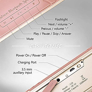 COMISO Bluetooth Speakers with Lights, Loud Dual Driver Wireless Portable Speaker, HD Audio Enhanced Bass, Built in Mic Clear Call Support Aux Input, TF Card, FM Radio Long-Lasting Battery Life (Pink)