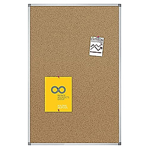 Quartet Basic Cork Bulletin Board, 48" x 36", Aluminum Frame with Silver Finish
