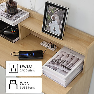 Bonzy Home 6 Drawer Dresser with Charging Station, Wooden Chest of Drawers with LED Light for Closet Hallway, Living Room, Entryway, White