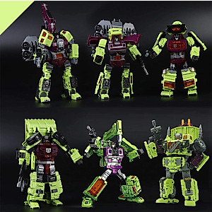 NBK Deformation Oversize Toys Robot Devastator Engineering Combiner 6 in 1 Action Figure Car Truck Model Gift for Kids Boys (Green)