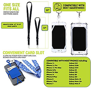 Gear Beast Cell Phone Lanyard - Universal Mobile Phone Lanyard with Case Holder,Card Pocket,Soft Neck Strap,and Adjustable Clip - Compatible with iPhone,Galaxy & Most Smartphones - Cherry Blossom