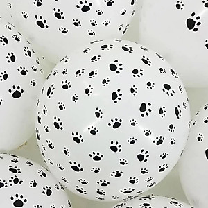 DelightBox Paw Prints-A-Round Biodegradable Latex Balloons, White with Black paw prints All-Around, 11-Inch (12-Units)