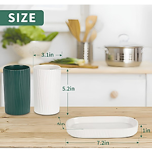 Bravace 3-Piece Silverware Caddy Utensil Holder for Countertop, Ceramic Silverware Organizer with Tray, Spoon and Fork Holder Flatware Caddy Cutlery Storage Holder for Kitchen Counter