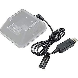 BAOFENG UV-5R Portable USB Charger Cable Indicator with Light for UV5R UV-82 BF-F8HP GT-3 UV-9R Plus Series Two Way Radios Charger(2Pack)