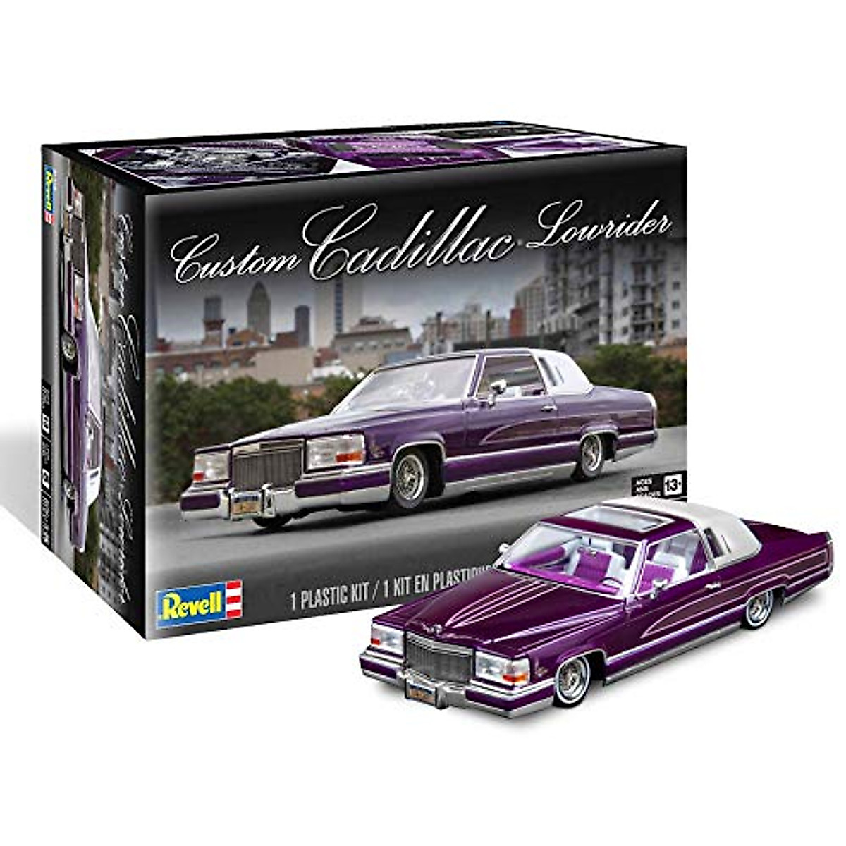Revell 85-4438 Custom Cadillac Lowrider Model Car Kit 1:25 Scale 110-Piece Skill Level 5 Plastic Model Building Kit , Purple