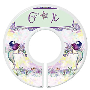 Mumsy Goose Nursery Closet Dividers Closet Organizers Baby Girl Clothes Dividers Mermaid (Sizes 2T - 7 (6 Rings))