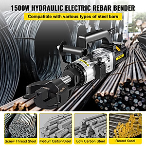 VEVOR 1.5KW Electric Rebar Bender, 1''(25mm) Hydraulic Electric Hand Held Rebar Bender, within 5s, 110V