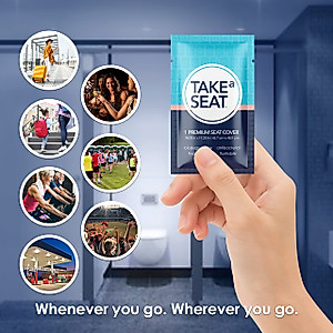 Take A Seat (12 Pack) XL toilet seat covers disposable flushable restroom accessories | everyday & travel essentials for women men kids travel accessories, travel size toiletries, road trip must haves