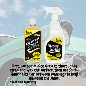CALIFORNIA CUSTOM Products - M-Ron Glass Clearcoat Cleaner & Wax with Finest Pure #1 Carnauba Wax That Seals and Protects With A Crystal Clear Shine, No Silicone, Body Shop Safe, Can Be Applied In Direct Sun Light! (12 oz Bottle)
