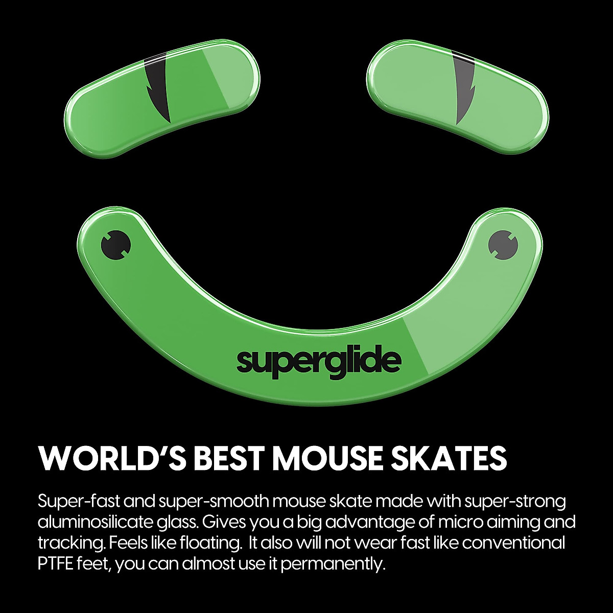 Superglide - Fastest and Smoothest Mouse Feet/Skates Made with Ultra Strong Flawless Glass Super Fast Smooth and Durable Sole for Razer DeathAdder V2 Pro / V2 HyperSpeed [Green]