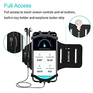 BUMOVE Running Armband for iPhone 15 14 13 12 Pro Max Plus, Samsung Galaxy S24 S23 S22 Ultra Note,Fits All 4-6.7 Inch Smart Phones, with Key Holder Arm Band (Black)