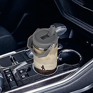 BWQJKUO Large Capacity Car Cup 30 Oz Stainless Steel Woman on A Top Mountain Printed Travel Mug Leak-proof Flip Straw Tumbler with Handle,keeps Cold Or Ho