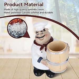 Chef Figurines Toothpick Holder, Resin Toothpick Dispenser with Italian Chef Statue for Kitchen Counter Restaurant Coffee Shop Decor
