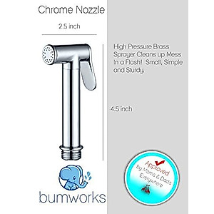 Bumworks Handheld Bidet Cloth Diaper Sprayer for Toilet | Bum Gun Butt Washer, Hand Held Bidet Hose Attachment Water Jet Spray Set | Baday Toilet Kit (Bedit Toilet Badae Biday Boday Toilet Seat)