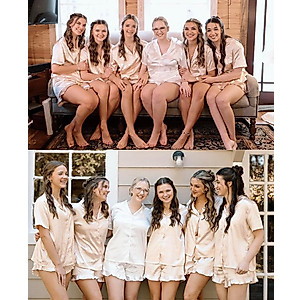 SWOMOG Women's Satin Pajamas Short Sleeve Sleepwear Soft Silk Button Down Loungewear Silky PJs Shorts Set White