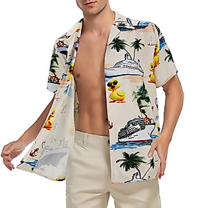 Funny Hawaiian Shirt for Men Short Sleeve Cruise Duck Button Up Shirt Mens Beach Tropical Vacation Aloha Shirt 3XL