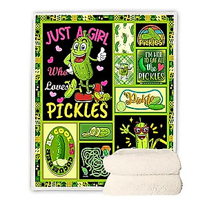Juirnost Pickle Blanket,Just A Girl Who Loves Pickles Blanket,Pickle Gifts for Pickle Lovers,Pickles Blanket Gifts for Girl Women,Funny Pickle Gifts Blanket Soft Blanket for Sofa Bed Gift 50" x 60"